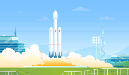 Modern spacecraft lunching cartoon concept Vector Image