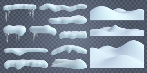 Cartoon snow caps snowdrifts and icicles snowy Vector Image