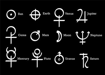 Alchemical symbols icons set alchemy planets Vector Image