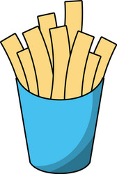 French fries box cartoon in black and white Vector Image