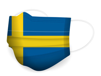 Medical mask sweden flag Royalty Free Vector Image