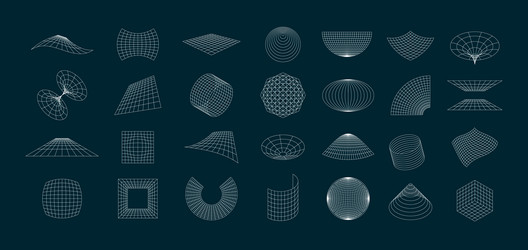 Futuristic grid collection geometric wireframe Vector Image