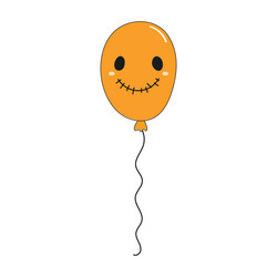 Flying air balloon with spooky face hand drawn Vector Image