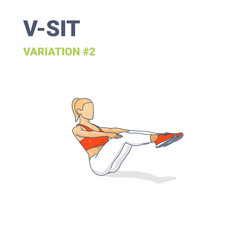 V-sit female home workout exercise guide Vector Image