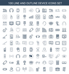 Set devices and network icon with filled Vector Image
