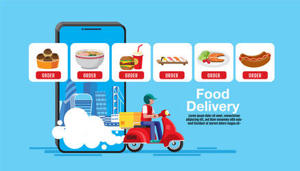 Food delivery banner design flat online Royalty Free Vector