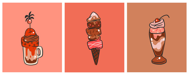 Hand drawn abstract cartoon ice creram cone Vector Image