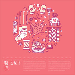 Knitting crochet hand made banner Royalty Free Vector Image
