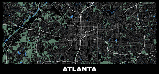 Atlanta map detailed map city poster Royalty Free Vector