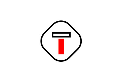 Red black line t alphabet letter logo icon Vector Image