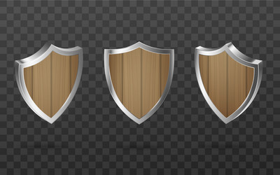 Template silver metal security shield realistic Vector Image