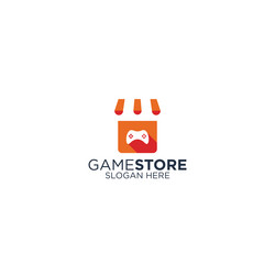 Gaming store logo game shop template Royalty Free Vector