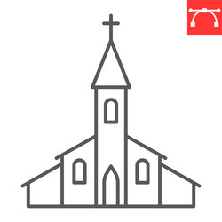 Church line icon religion and building chapel Vector Image