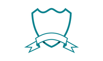 Shield with ribbon emblem outline empty Royalty Free Vector