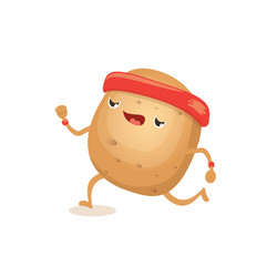 Cartoon funky potato character running or jogging Vector Image