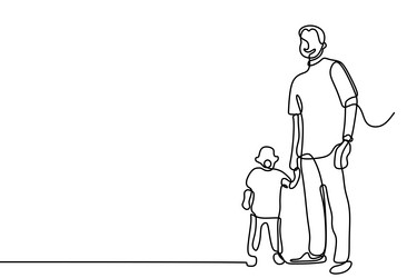Father and kid continuous one line drawing Vector Image