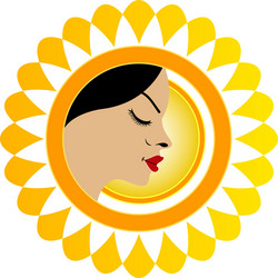 Sun tan logo- a face with a bright yellow Vector Image