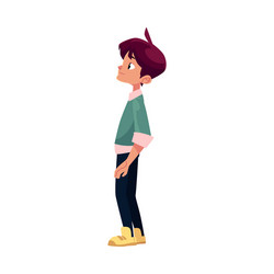 A teenage boy stands back Royalty Free Vector Image
