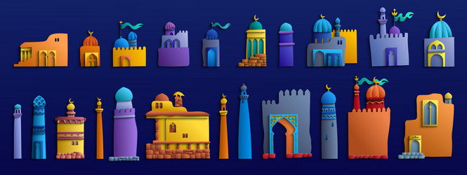 East cartoon buildings Royalty Free Vector Image