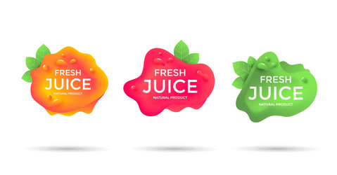 Fresh juice label sticker design natural drink Vector Image
