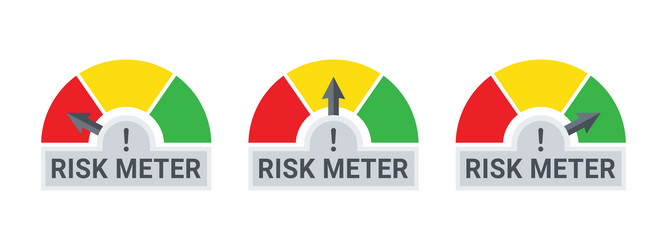 Risk meter icons speed indicator sign meter Vector Image