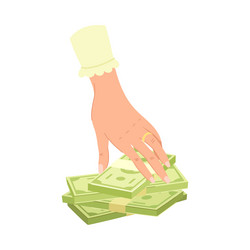 Hand holding green dollar banknote or paper money Vector Image
