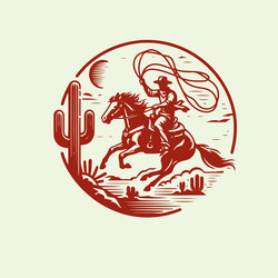 Western cowboy riding a galloping horse Royalty Free Vector