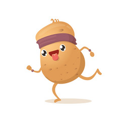 Cartoon funky potato character running or jogging Vector Image