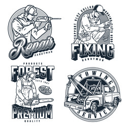 Working class monochrome emblems set Royalty Free Vector