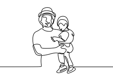 Father and his child continuous line drawing Vector Image