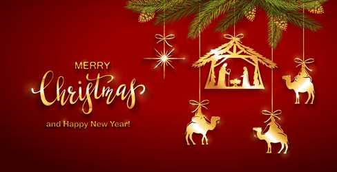 Christian christmas background with birth Vector Image