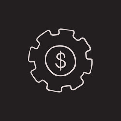 Gear with dollar sign sketch icon Royalty Free Vector Image