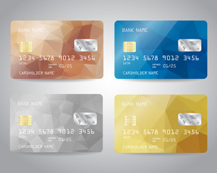 Realistic credit card template set bank Royalty Free Vector