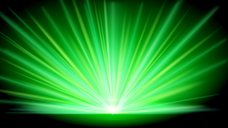 Set of realistic green rays rising isolated Vector Image