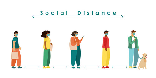 Full length cartoon people standing in line Vector Image