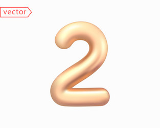 3d golden number two arabic numeral sign Vector Image