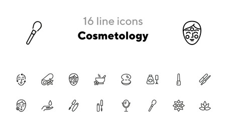 Cosmetology line icon set Royalty Free Vector Image
