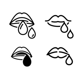 Drooling linear icon pictogram symbol excessive Vector Image