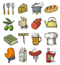 Cartoon utensil hand drawn cookery and kitchen Vector Image