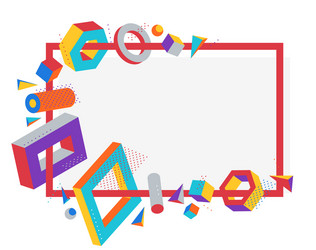 Colorful 3d shapes frame isolated on white Vector Image