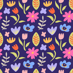 Organic flowers seamless pattern cute floral print