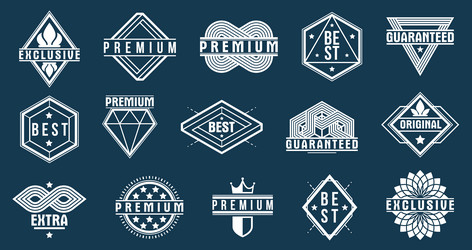 Premium best quality emblems set black and white Vector Image