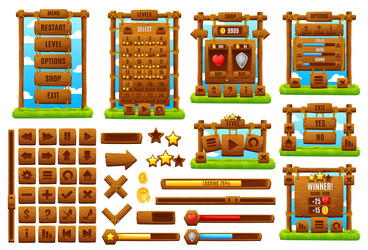 Wild west game app interface western gui assets Vector Image