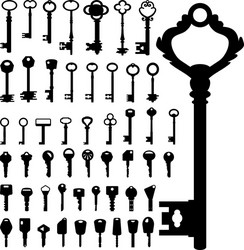 Antique key collection Royalty Free Vector Image