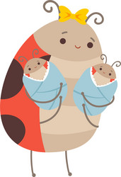 Happy ladybug family mother embracing her Vector Image