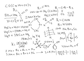Physical formulas and equations written by hand Vector Image