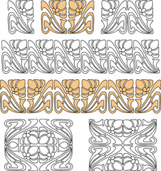 Floral tulip border in art nouveau 1920-1930 hand Vector Image