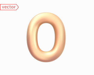 Number 0 zero sign in gold color realistic Vector Image