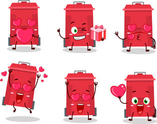 Recycle trash can cartoon with love cute emoticon Vector Image