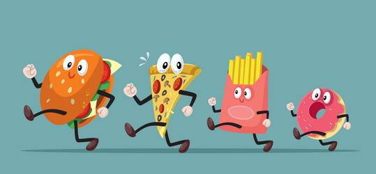Happy cartoon vegetables running together Vector Image